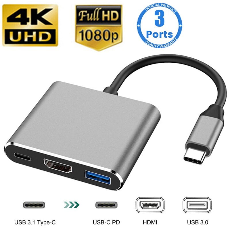 USB C HUB 3in1 Type C 3.0 to HDMI-compatible Docking Station PD Fast ...