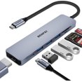 USB C HUB 7-in-1 with HDMI(4K@60Hz,Certified), 100W Power Delivery, 3 ...
