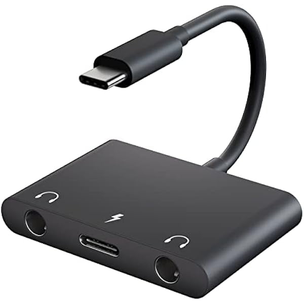 USB C Headphone Adapter,3 in 1 USBC to 3.5mm Dual Headphone Jack Adapter for Stereo,USB-C Audio ...
