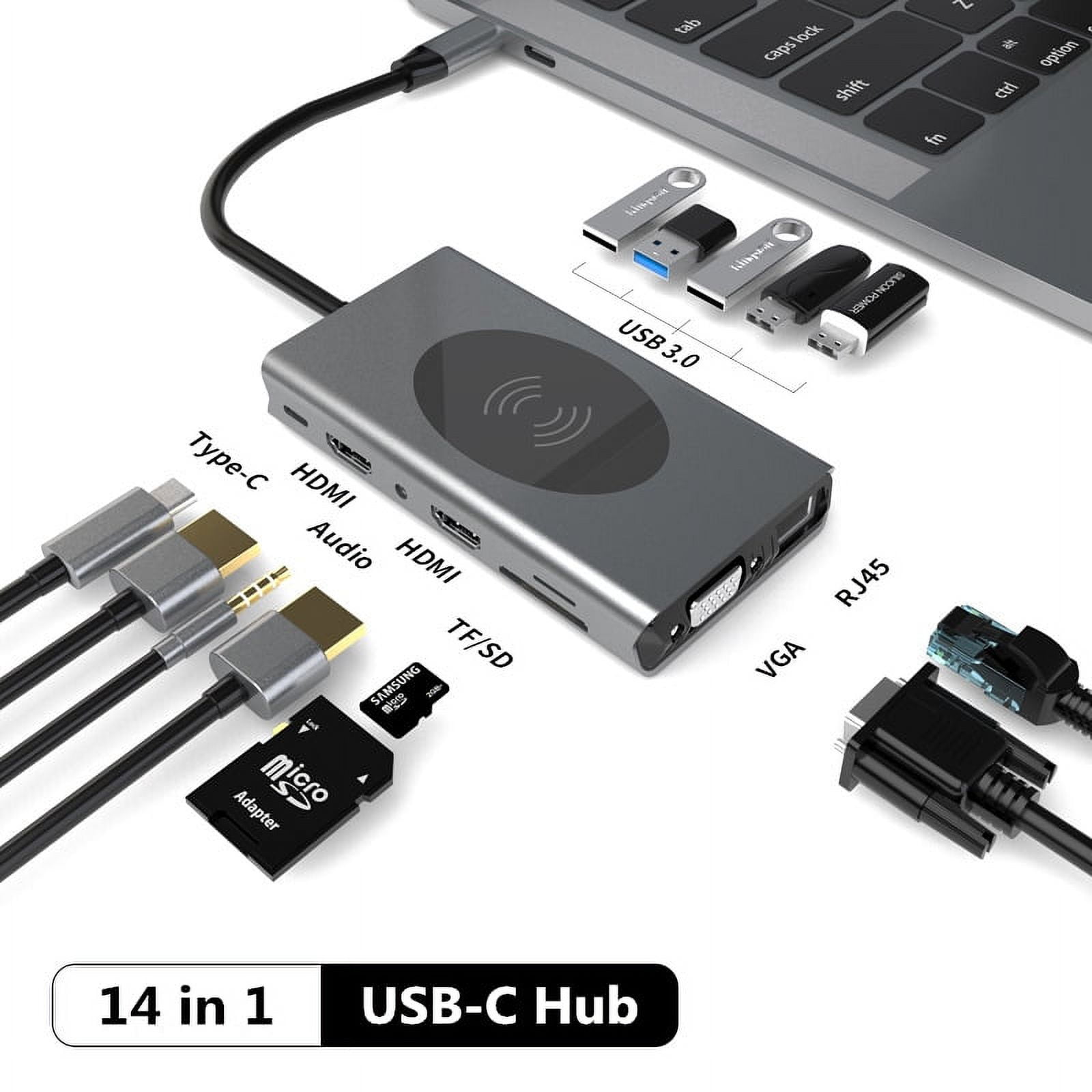 USB C Hub 15 14 13 12 11 10 6 5 in 1 Laptop Docking Station, 4K Display ...