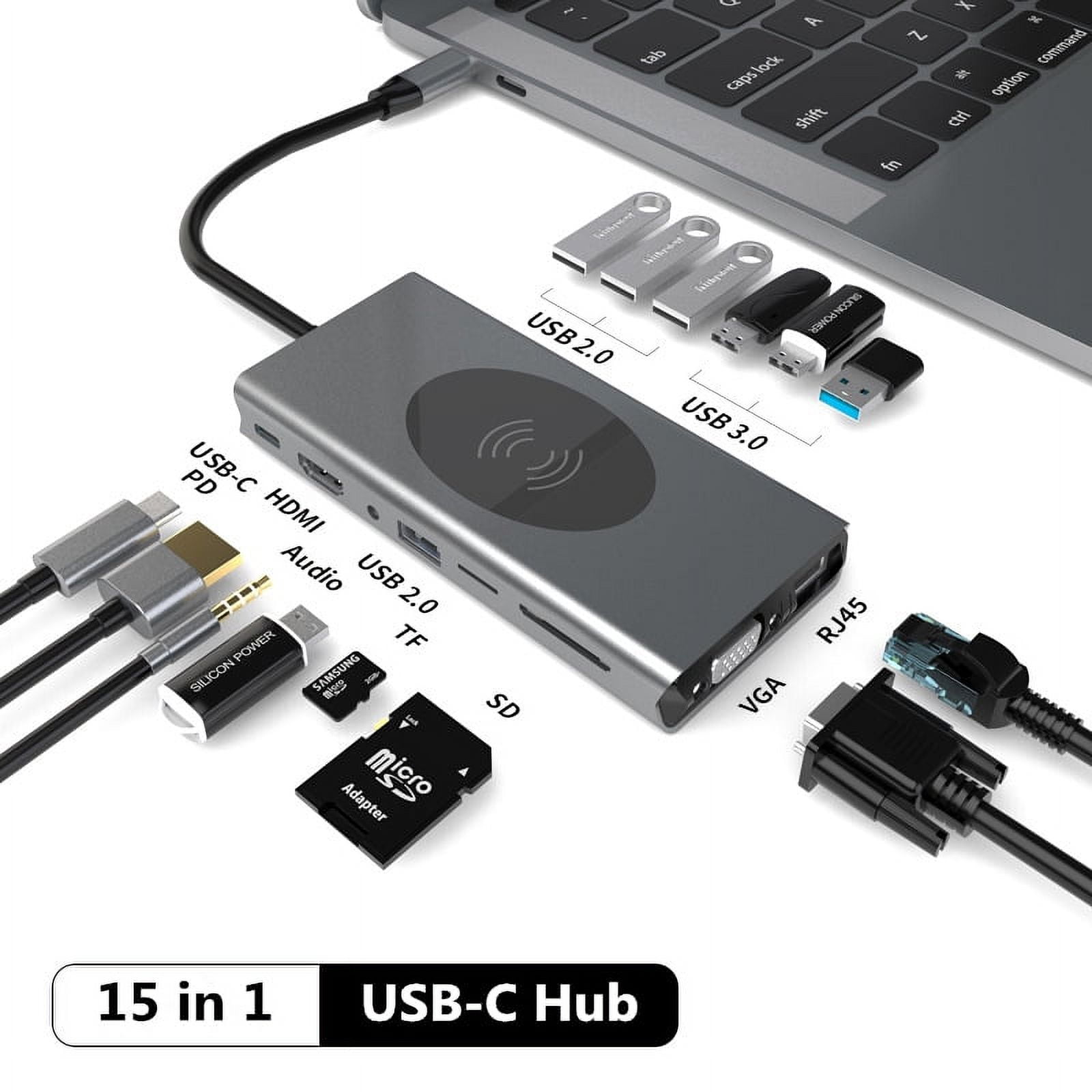 USB C Hub 15 14 13 12 11 10 6 5 in 1 Laptop Docking Station, 4K Display ...