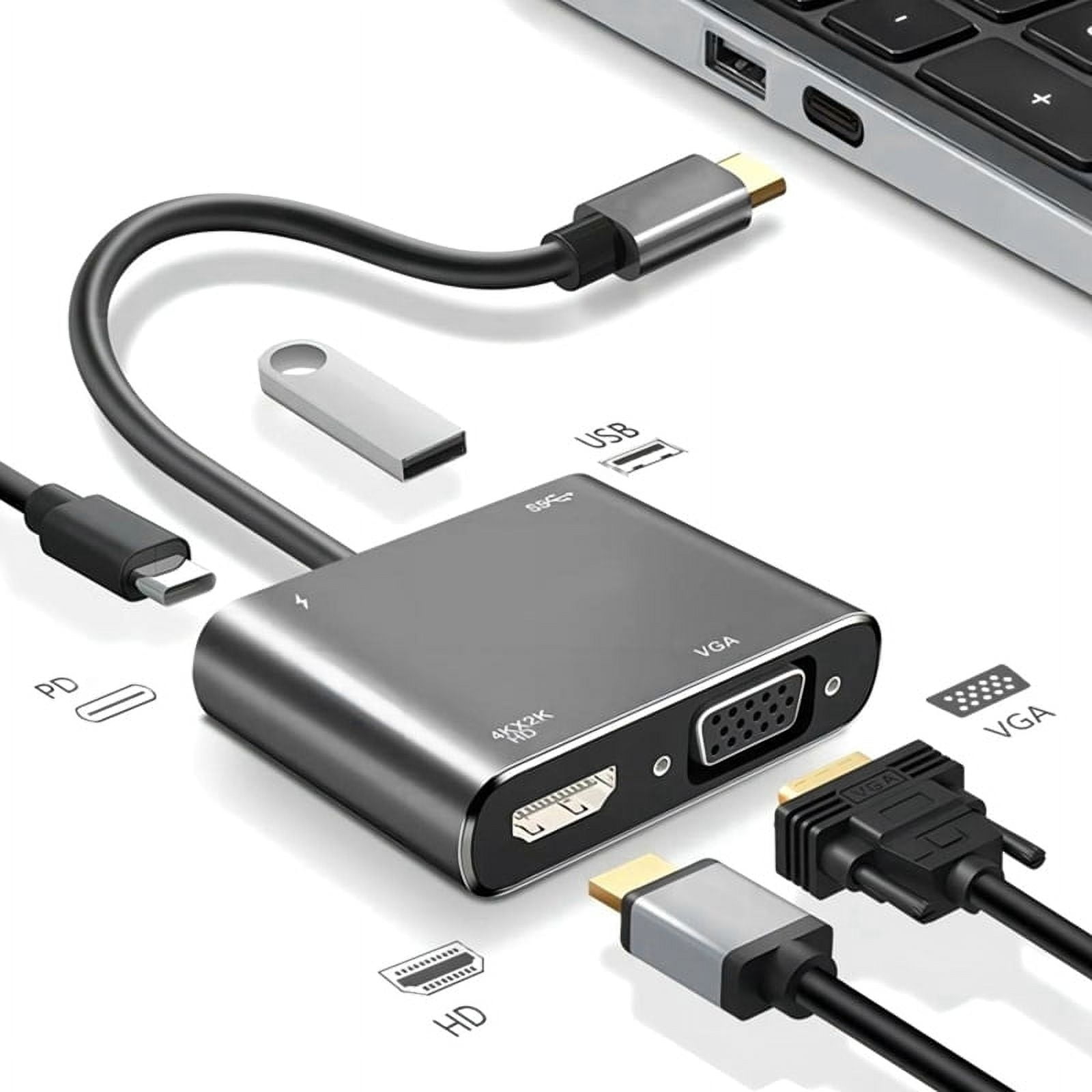 USB C Hub 4-In-1 Docking Station with 5Gbps USB 3.0, 4K HD, VGA, 87W PD ...