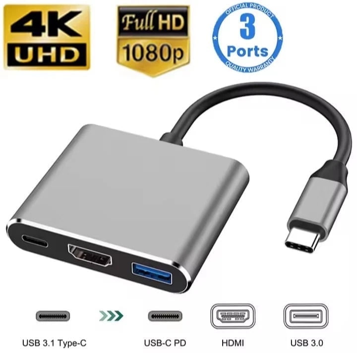 USB C Hub 4K HDMI, Gopala 3 in 1 USB C HDMI Adapter, USB Type C Hub ...