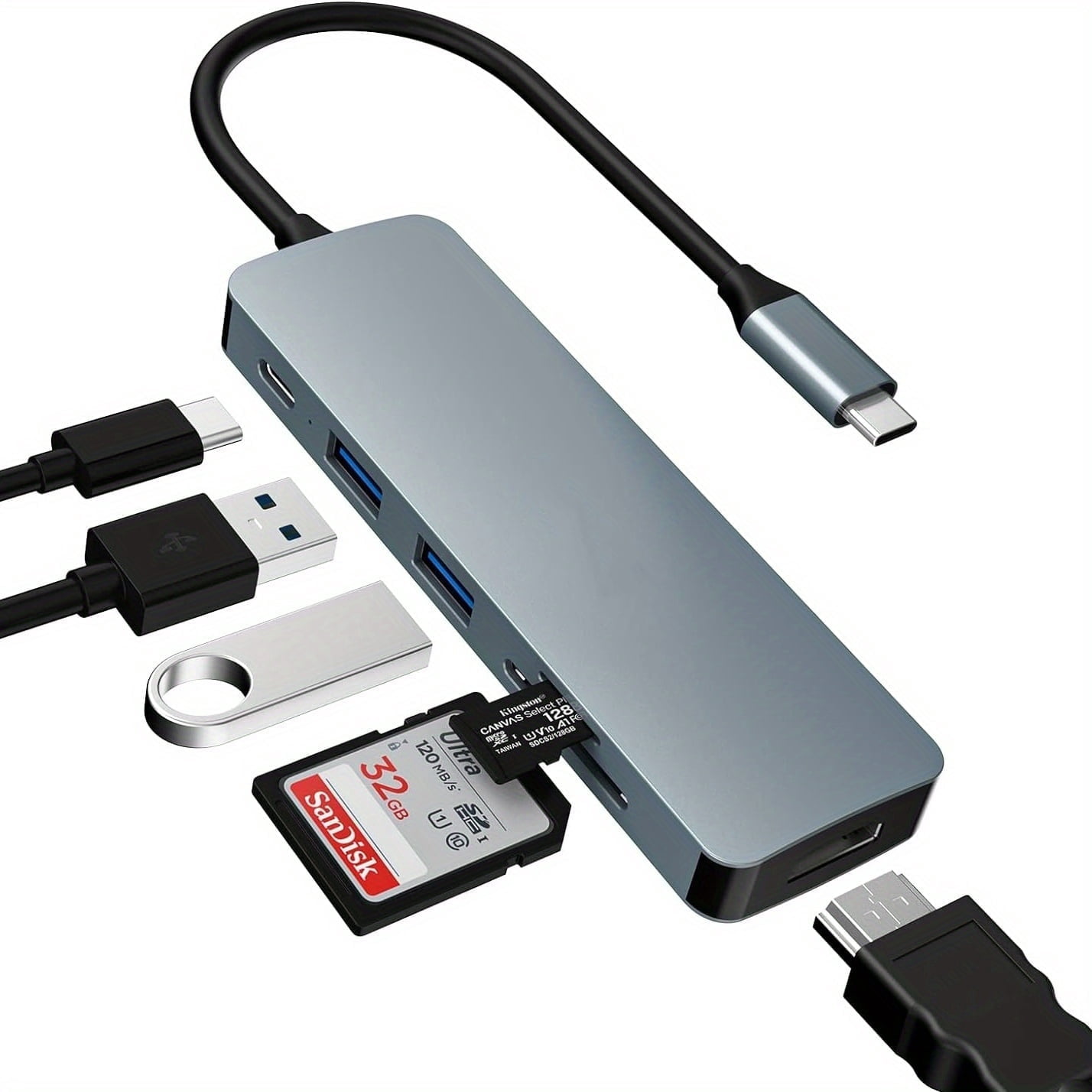 USB C Hub, 7 in 1 USB C Adapter, USB C to HDMI Dual Monitor for MacBook ...