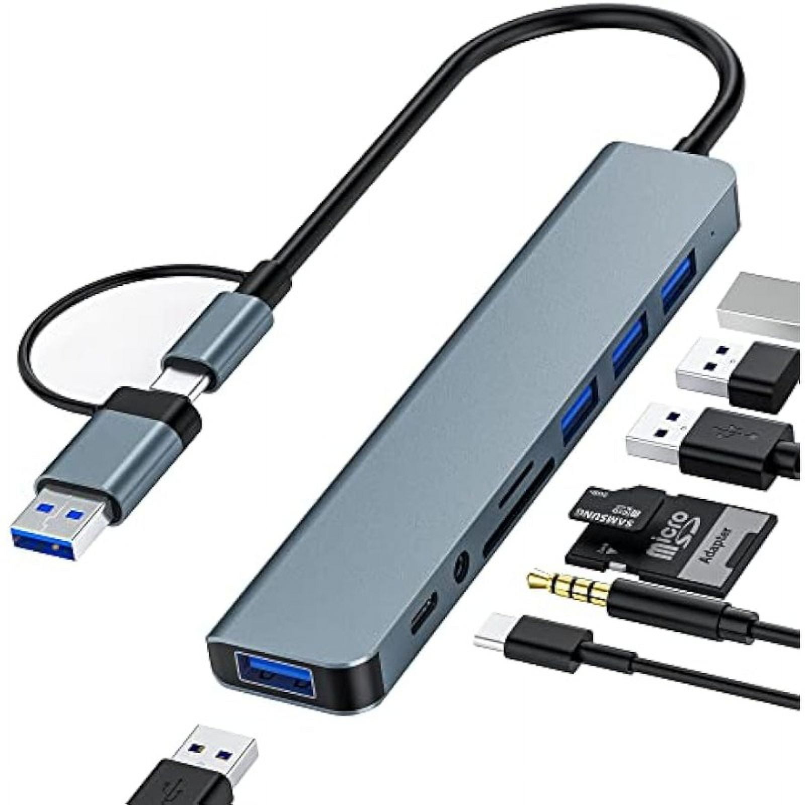 USB C Hub, 8 in 1 Multiport USB Adapter with USB 3.0/2.0, Audio & SD/TF ...