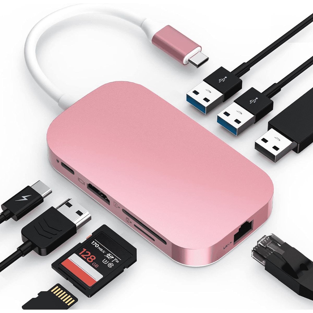 USB C Hub, 9-in-1 Type C Hub with Ethernet Port, 4K USB C to HDMI, 2 ...