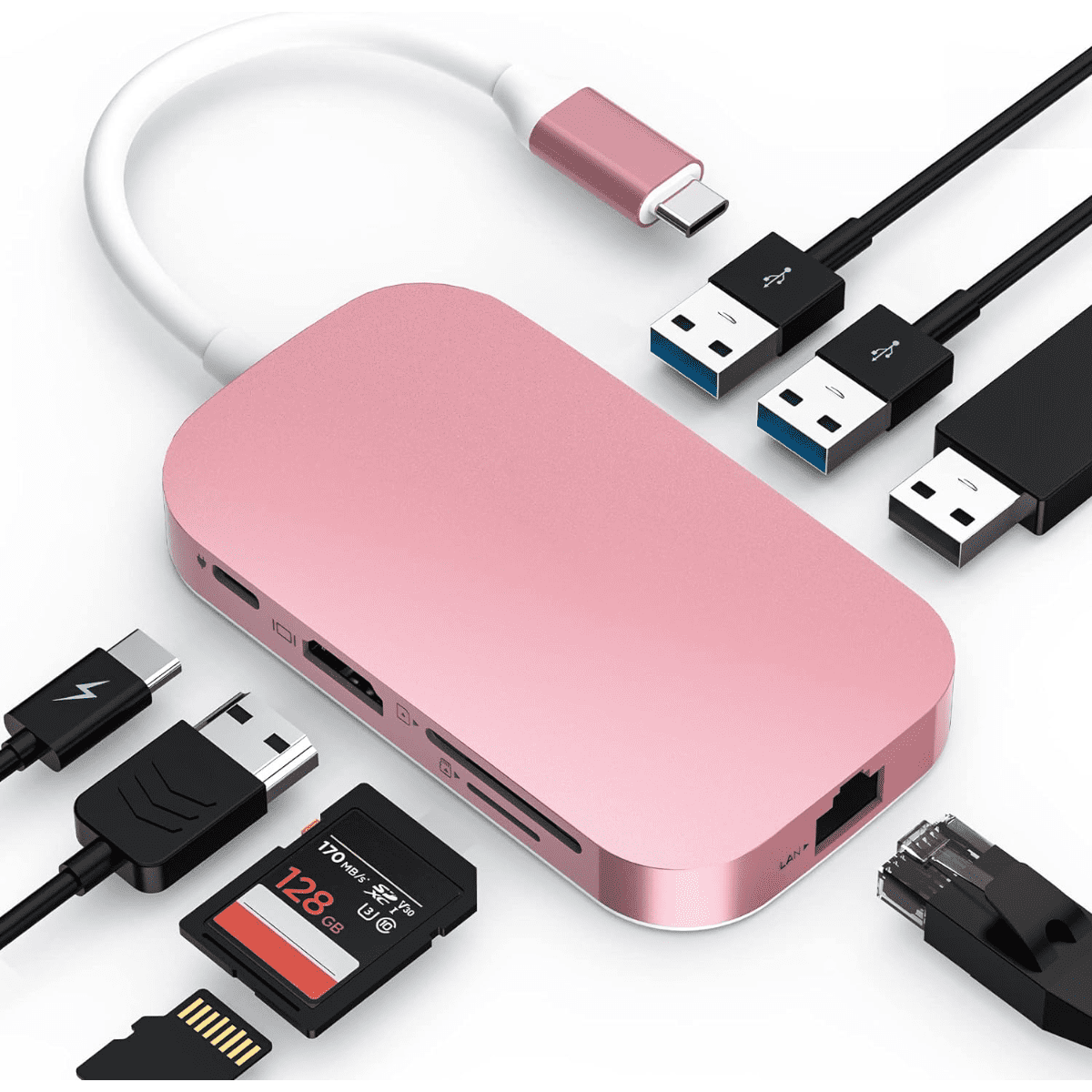 USB C Hub, 9-in-1 Type C Hub with Ethernet Port, 4K USB C to HDMI, 2 ...