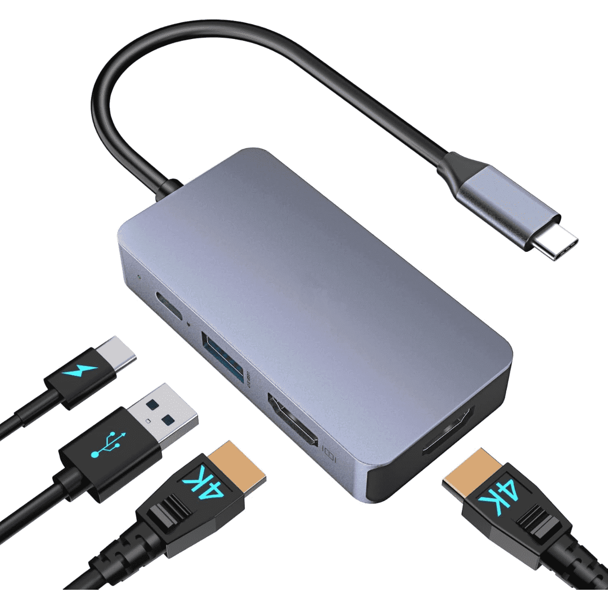 USB C Hub, Docking Station, 4-in-1 USB C Adapter with Dual 4K HDMI ...