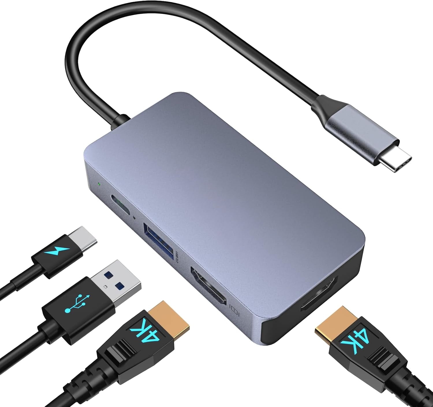 USB C Hub, Docking Station, 4-in-1 USB C Adapter with Dual 4K HDMI ...