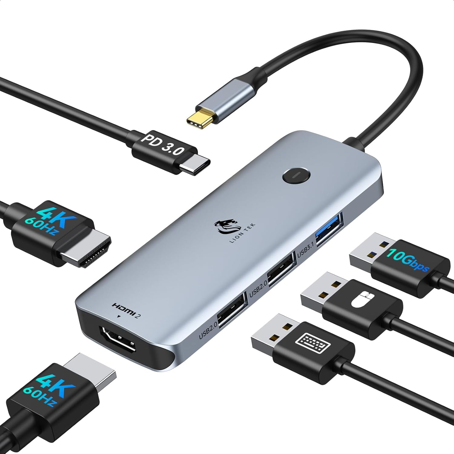 USB C Docking Station Dual Monitor, LIONWEI Laptop USBC Dock Multiport ...