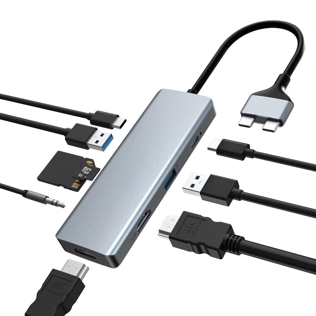 USB C Hub by HOPDAY - 9 in 2 USB C Adapter for MacBook - 4K HDMI Triple ...