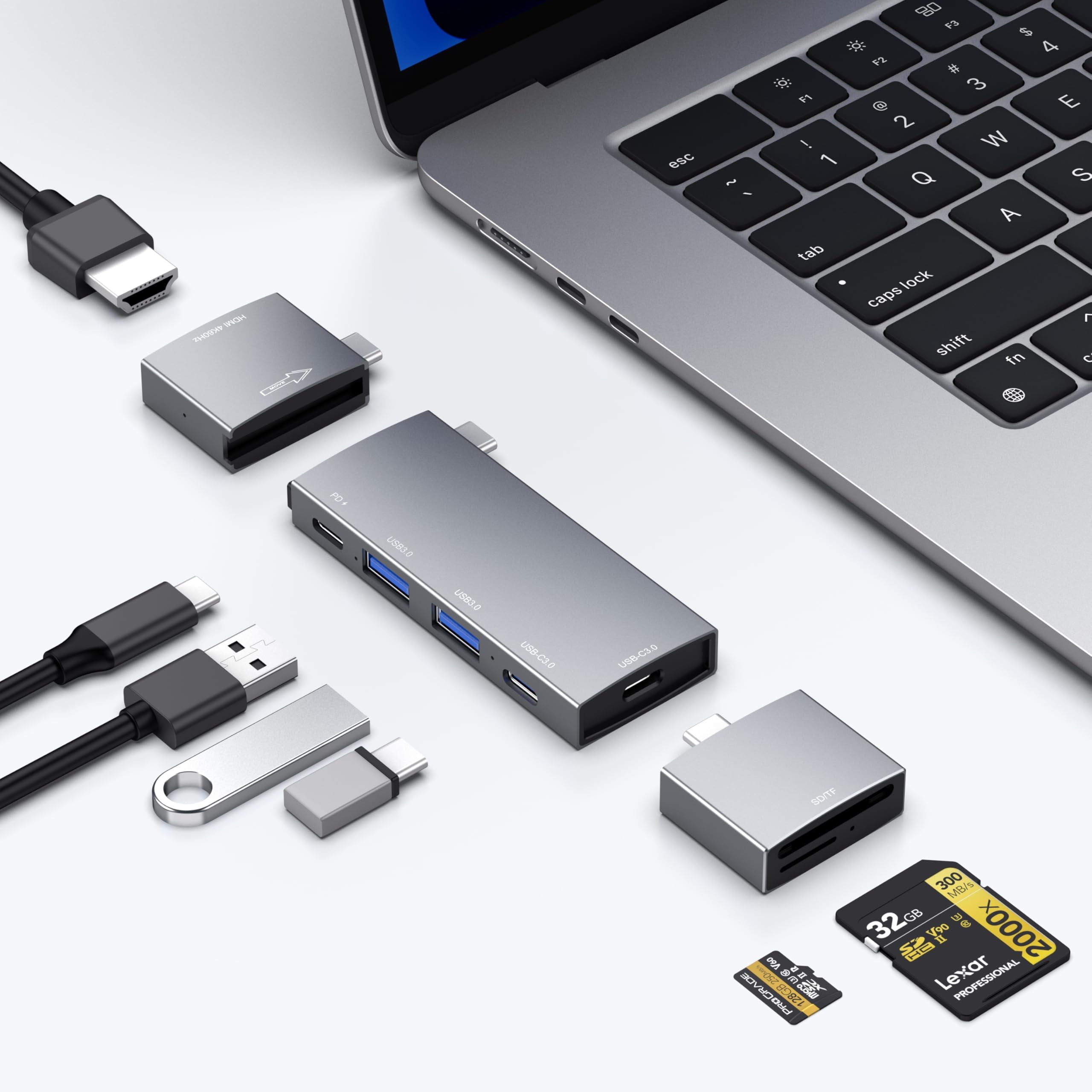 USB C Hub for MacBook, USB-C Hub 7-in-2, for Thunderbolt 4 USB C Port ...