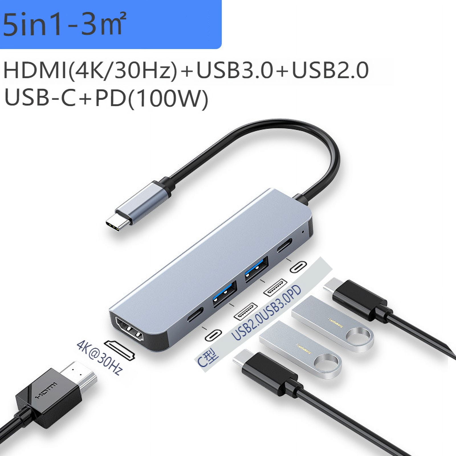 USB C Hub USB C Multi-Port Adapter Docking Station Aluminum Alloy USB C ...