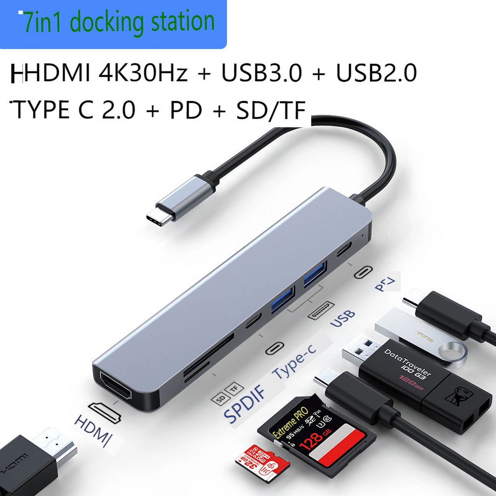 USB C Hub USB C Multi-Port Adapter Docking Station Aluminum Alloy USB C ...