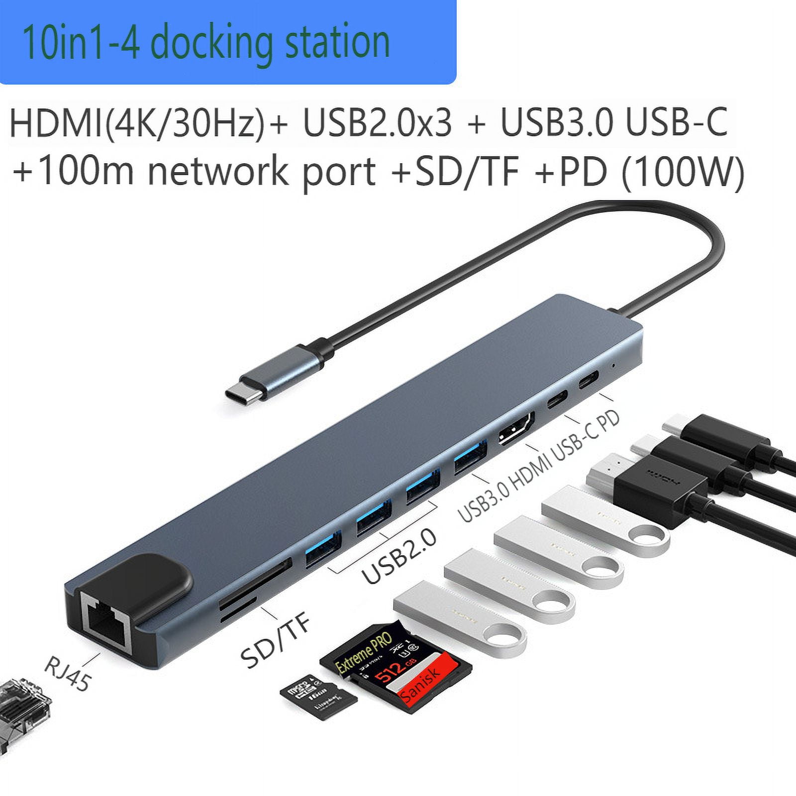 USB C Hub USB C Multi-Port Adapter Docking Station Aluminum Alloy USB C ...