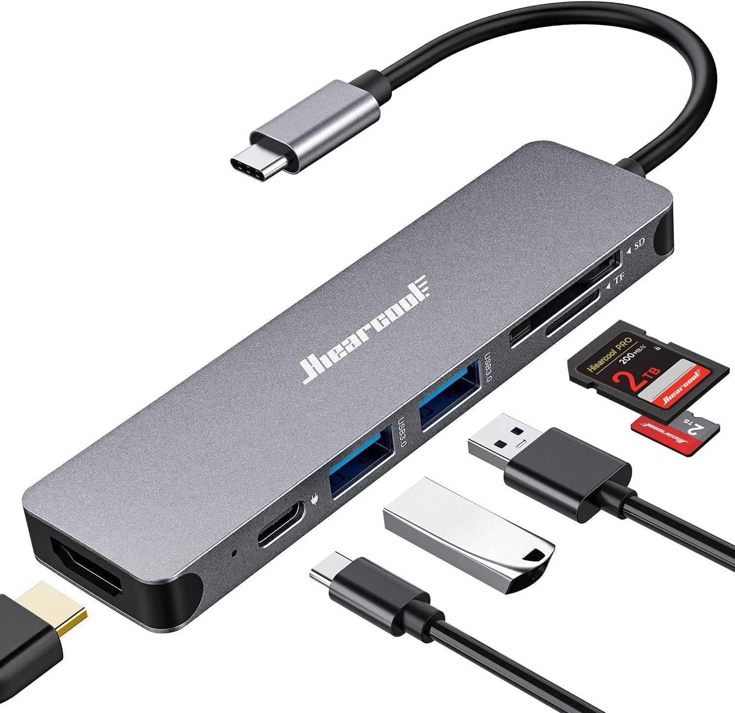 USB C Hub, USB-C Multi-Port Adapter for MacBook Pro, 7IN1 USBC to HDMI ...
