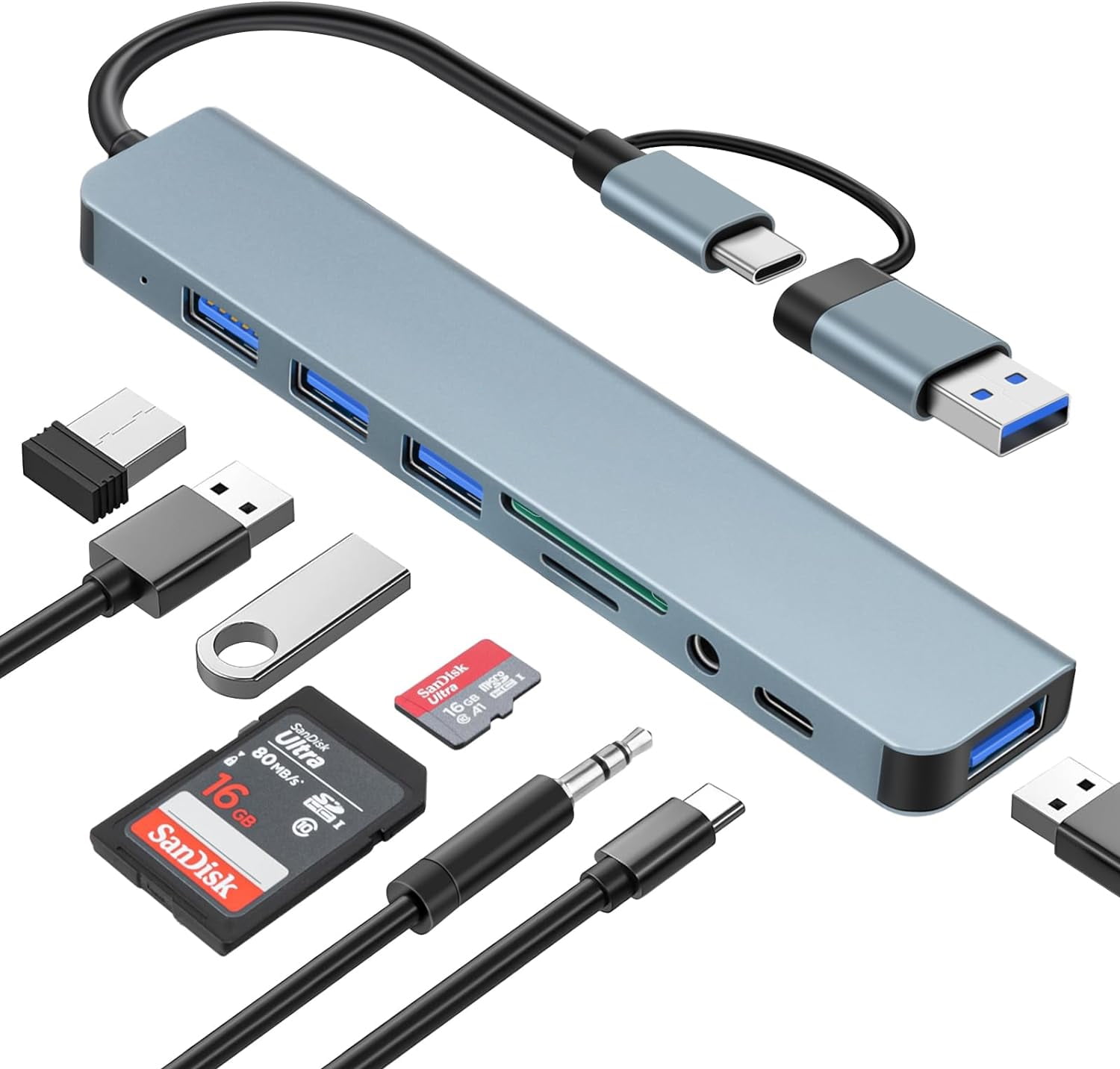 USB C Hub USB Splitter 8-in-1 USB Extender with 4 USB Port 1 USBC Jack ...