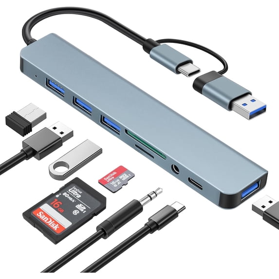 USB C Hub USB Splitter 8-in-1 USB Extender with 4 USB Port 1 USBC Jack ...