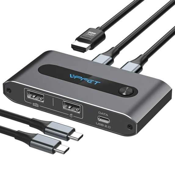 USB C KVM Switch 1 Monitor 2 Computers 4K@60Hz 2 Ports Type-C to HDMI ...
