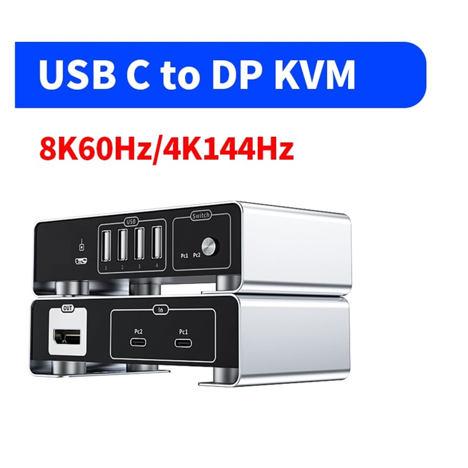 USB C KVM Switch Type-C To DP KVM Switcher 4K 144Hz 2 PCs Sharing ...