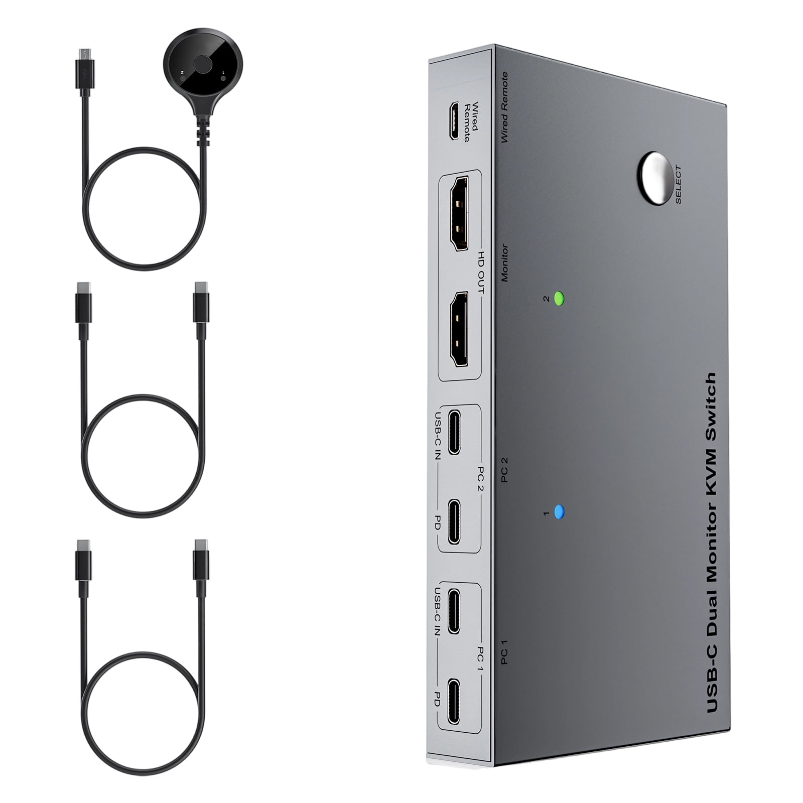 USB C KVM Switcher 4K@60Hz Double Monitor USB C KVM Switcher 80W ...