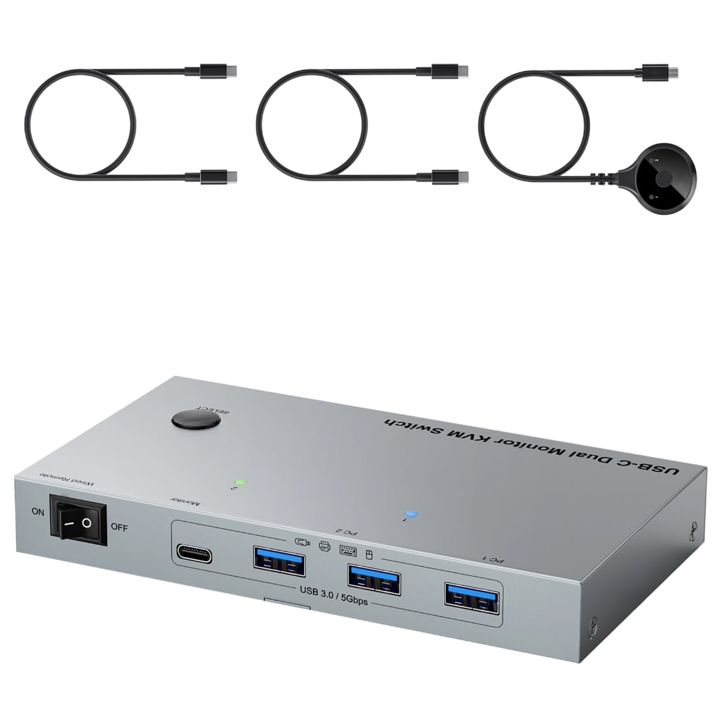 USB C KVM Switcher For Double Monitor 2 Laptops 4K@60Hz Support 80W ...