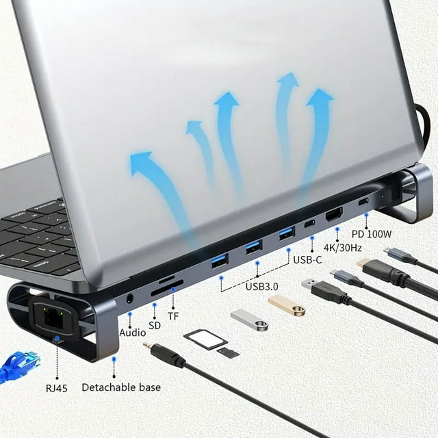 USB C Laptop Docking Station Stand, 10 In 1 Folding Tilt Stand Triple ...