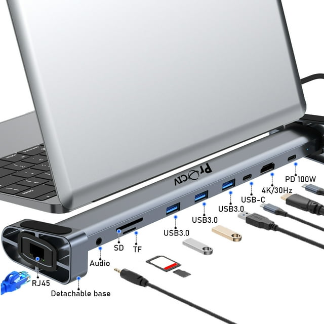 USB C Laptop Docking Station Stand, 10 In 1 Folding Tilt Stand Triple ...