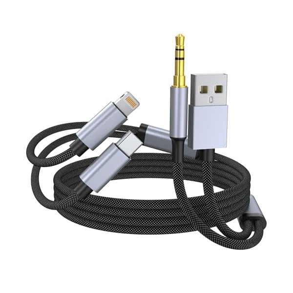 USB C Lightning to 3.5mm Aux Audio Cable, 2 in 1 Type C Lightning to 3 ...