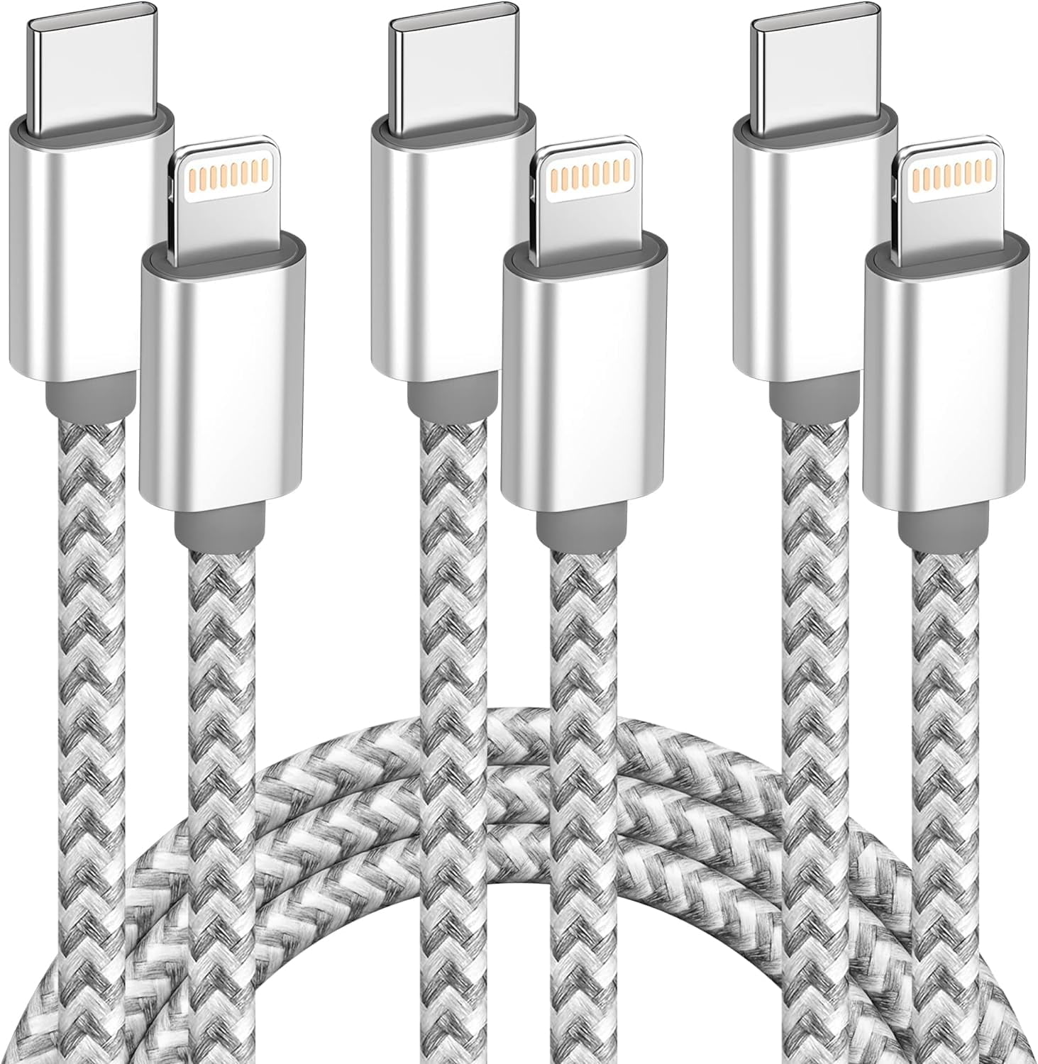 Apple MFi Certified 3Pack 6 FT USB C to Lightning Cable for iPhone 14 ...