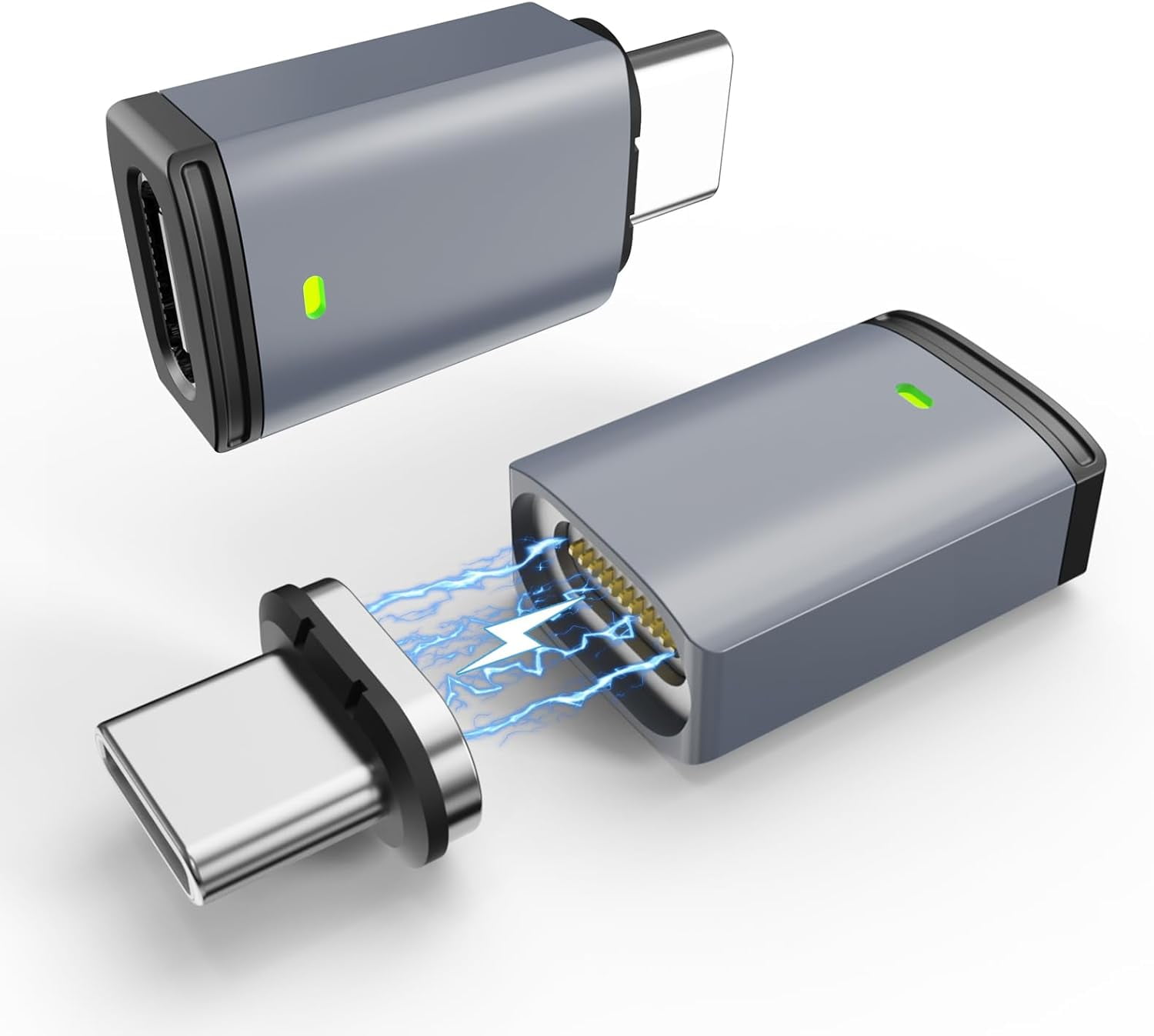 USB C Magnetic Adapter(2 Pack), 11Pin Straight Type C Magnetic Adapter ...