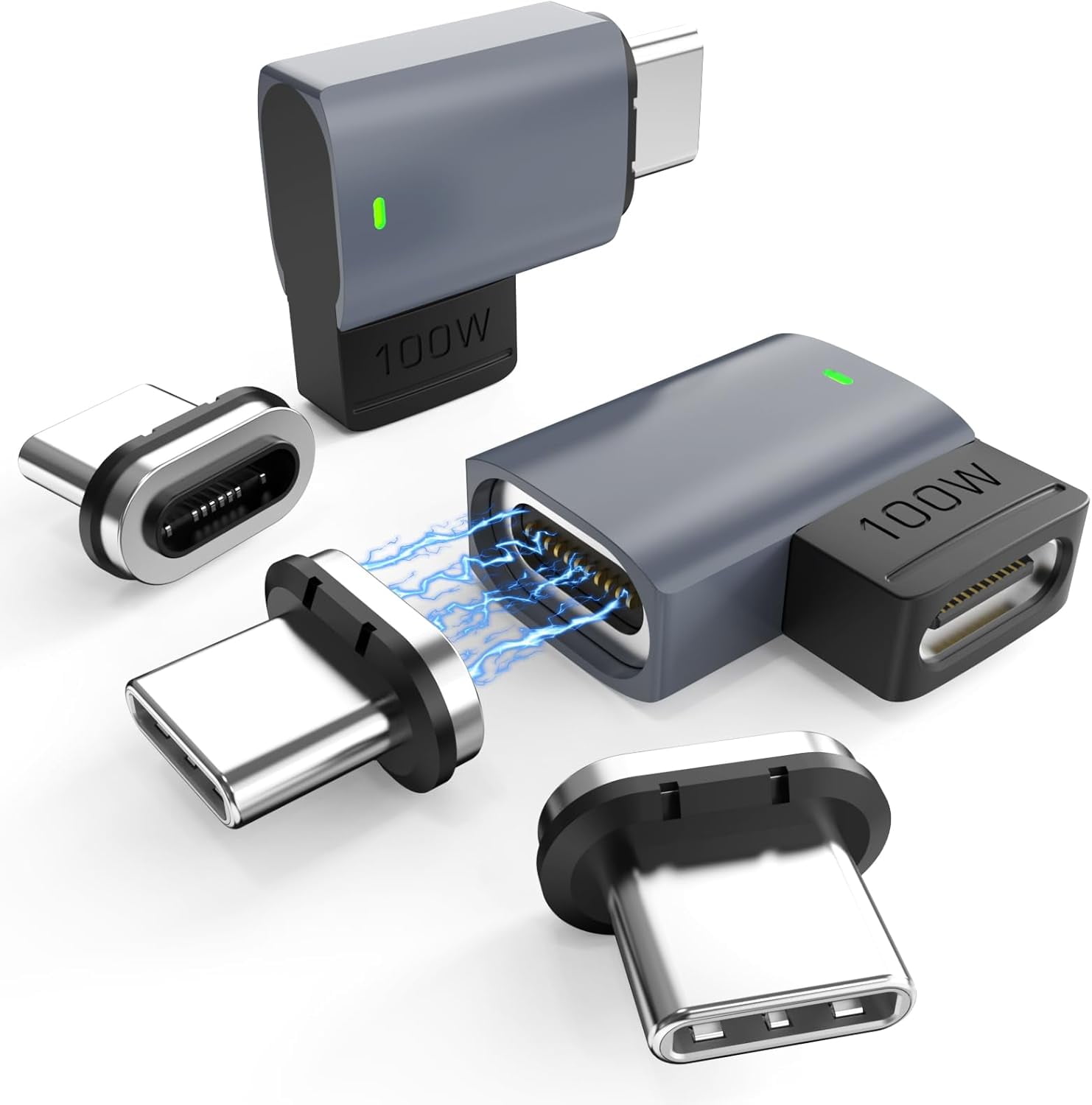 USB C Magnetic Adapter 2Pack+4 Male Ports,11Pin Right Angle Type C ...