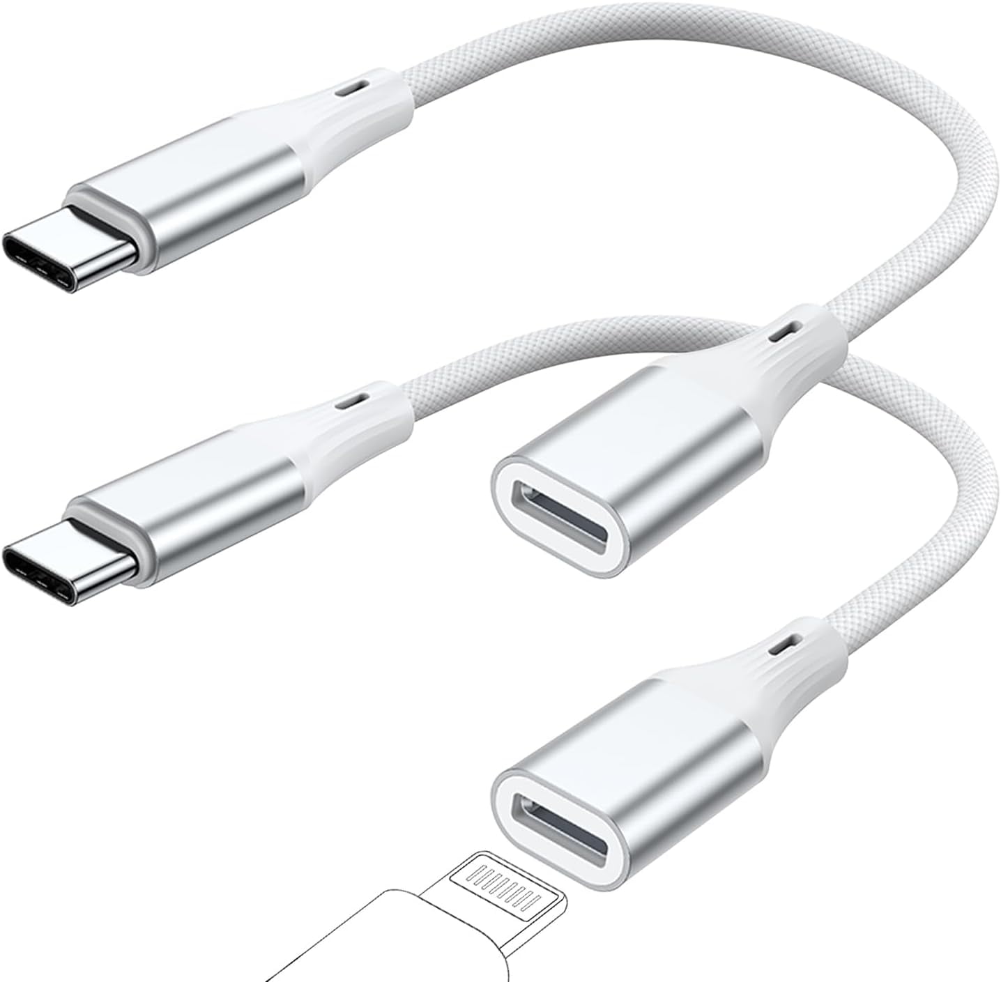 USB C Male to Lightning Female Adapter (2 Pack), 27W PD Fast Charging ...