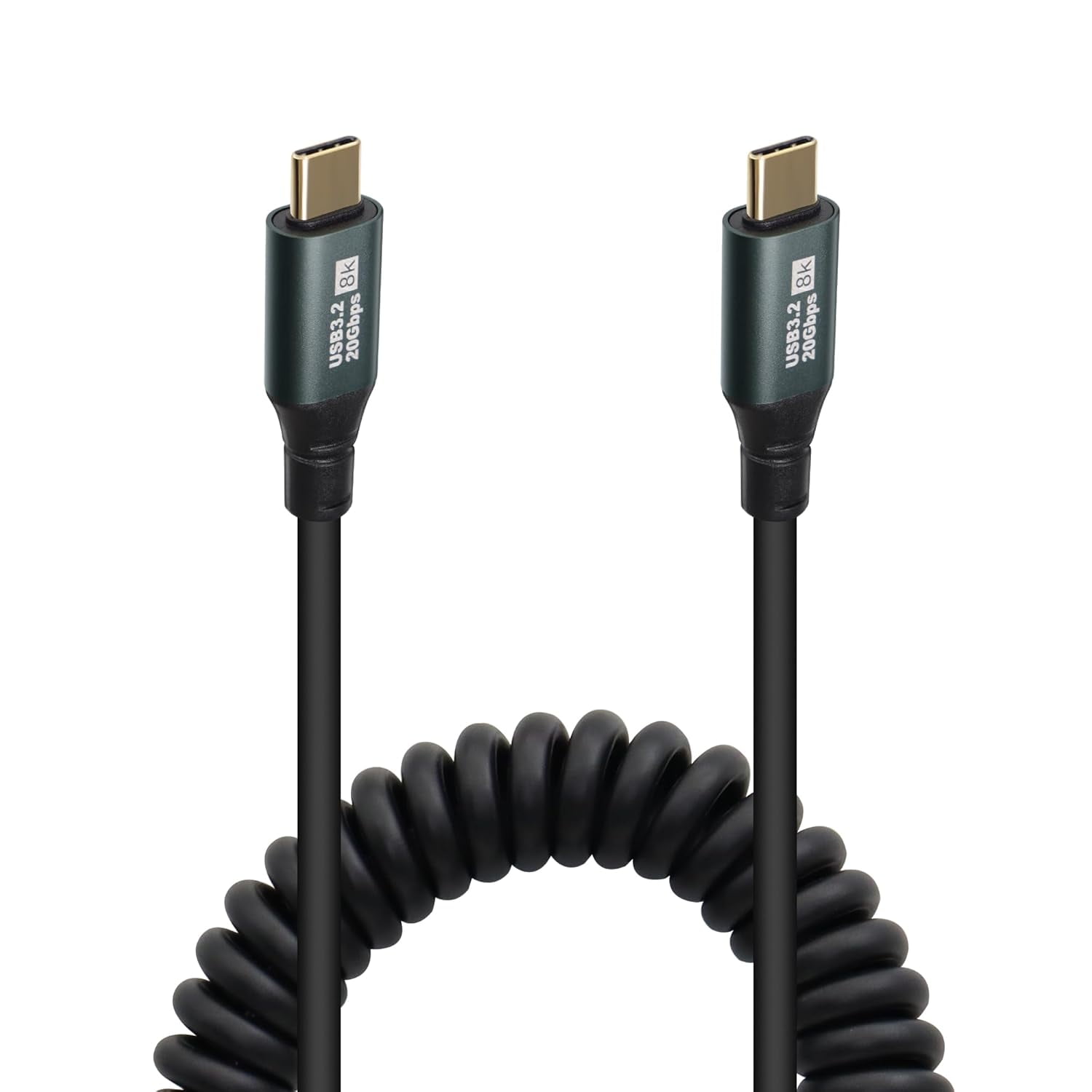 USB C Male to USB C Male Coiled Cable,Type-C 100W Fast Charging and ...