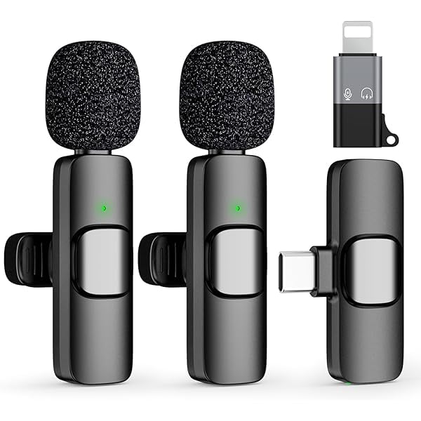 USB C Mini Wireless Lavalier Microphone for iPhone 15 16, iOS and ...