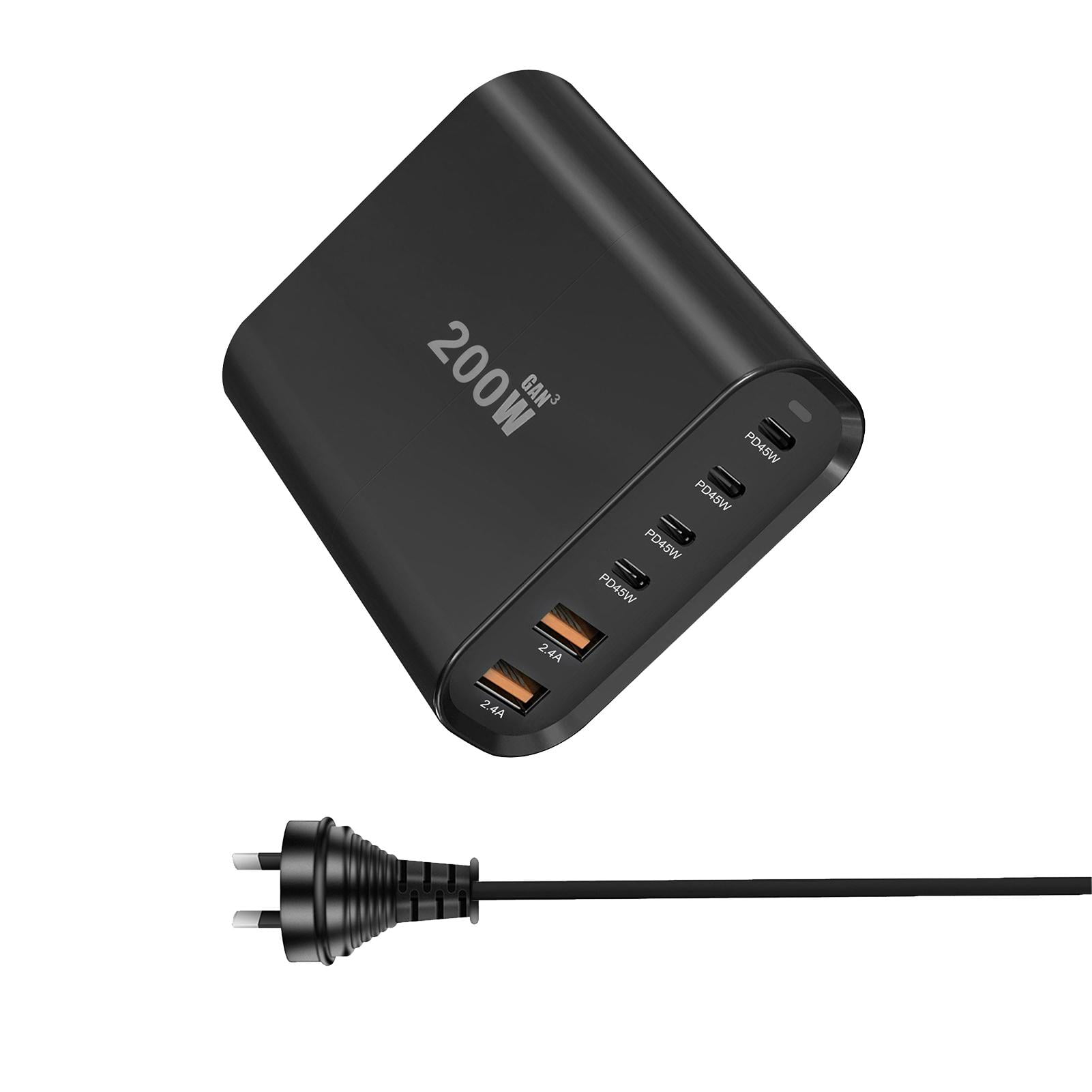 USB C Multiport Charger 200W PD Charger USB C Charging Hub Fast ...