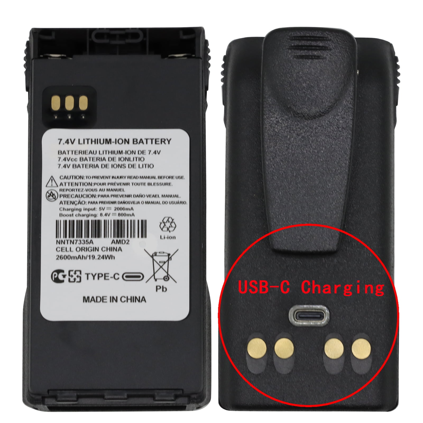 USB-C NNTN7335A Battery For Motorola NNTN7554 NNTN7335B Radios XTS1500 ...