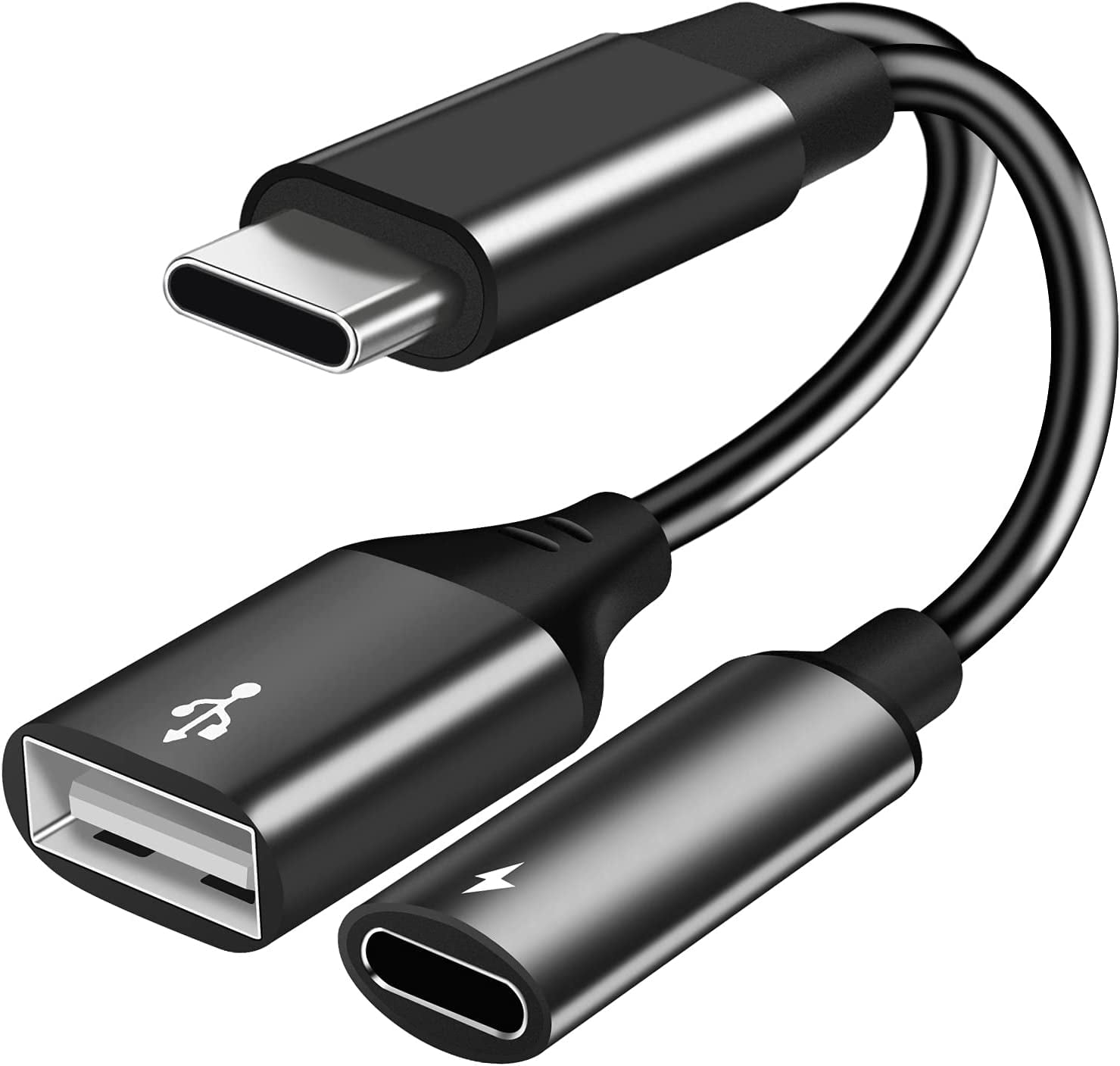 USB C OTG Adapter, 2 in 1 USB C Male to USB Female with 60W PD Charging ...