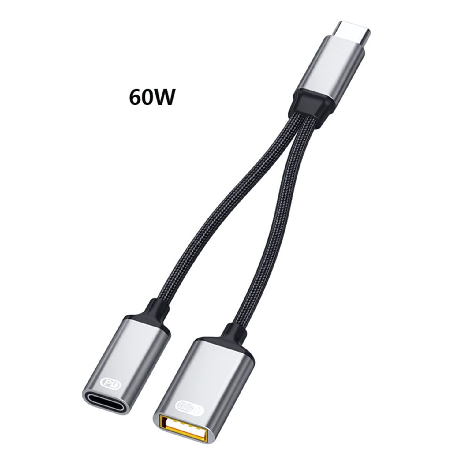 USB C OTG USB C Splitter, 2 in 1 USB-C Splitter with PD 60W Fast Charging Type C OTG and USB A ...