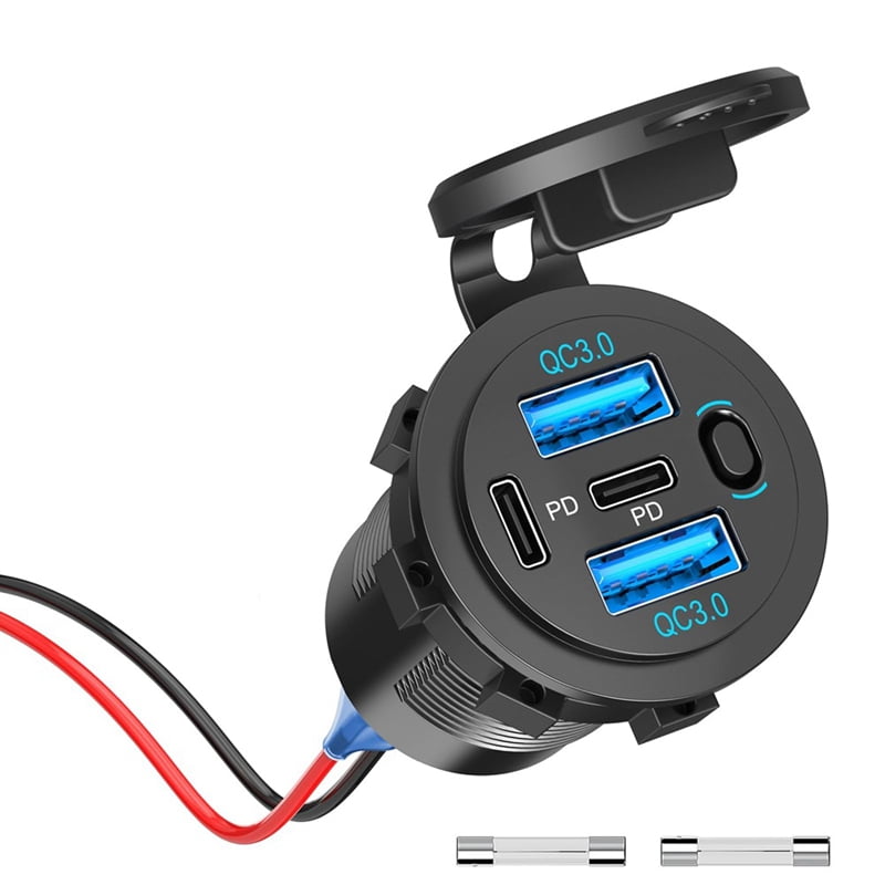 USB C PD Socket 12V Car Charger - Waterproof Installation Box with ...