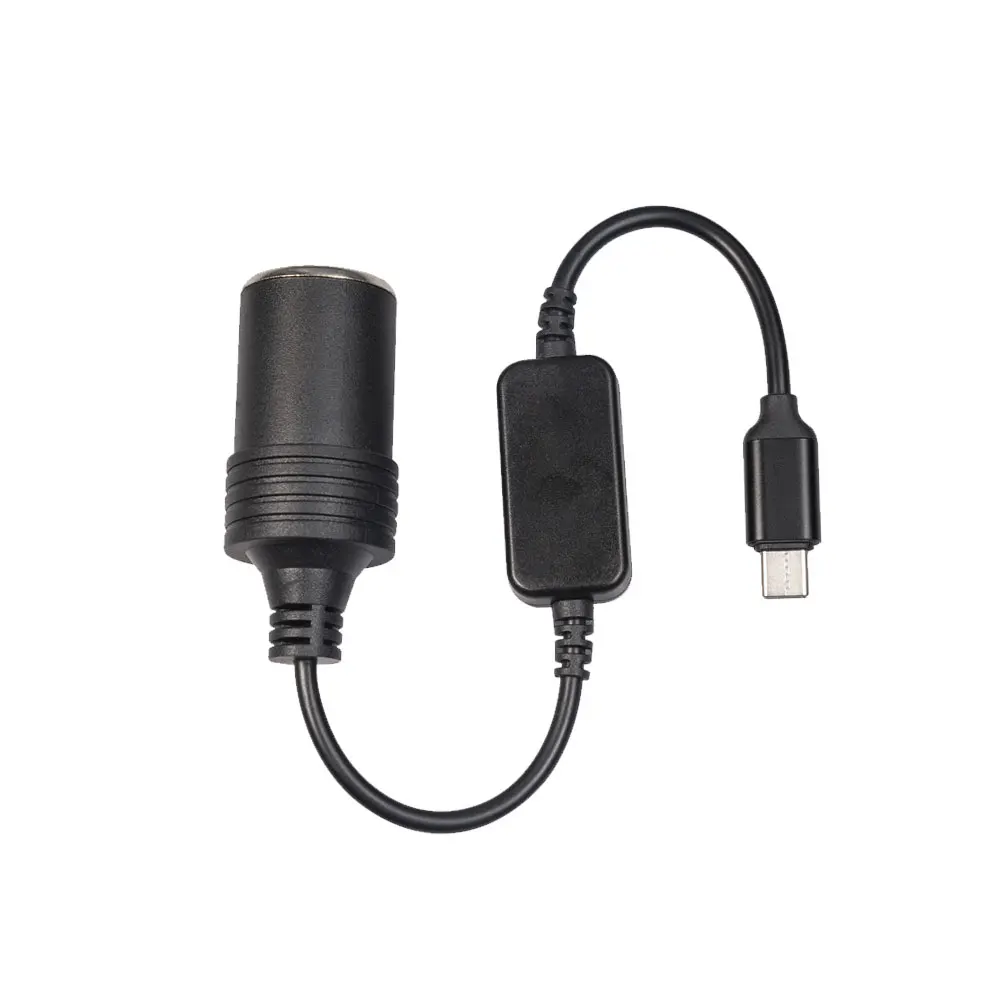 USB C PD Type C Male To 12V Cigarette Lighter Socket USB Male To Female Cigarette Lighter ...