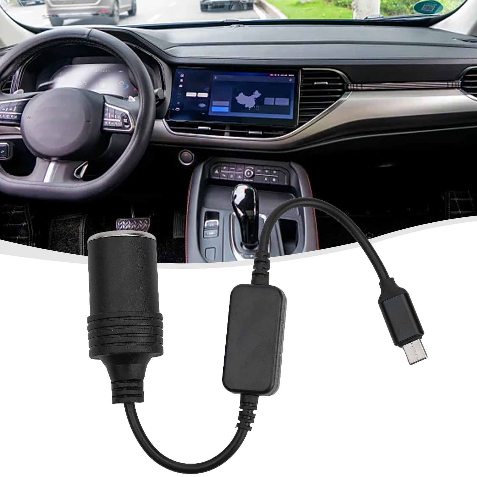 USB/C/PD Type C Male to 12V Cigarette Lighters Socket USB Male to Female Cigarette Lighter ...