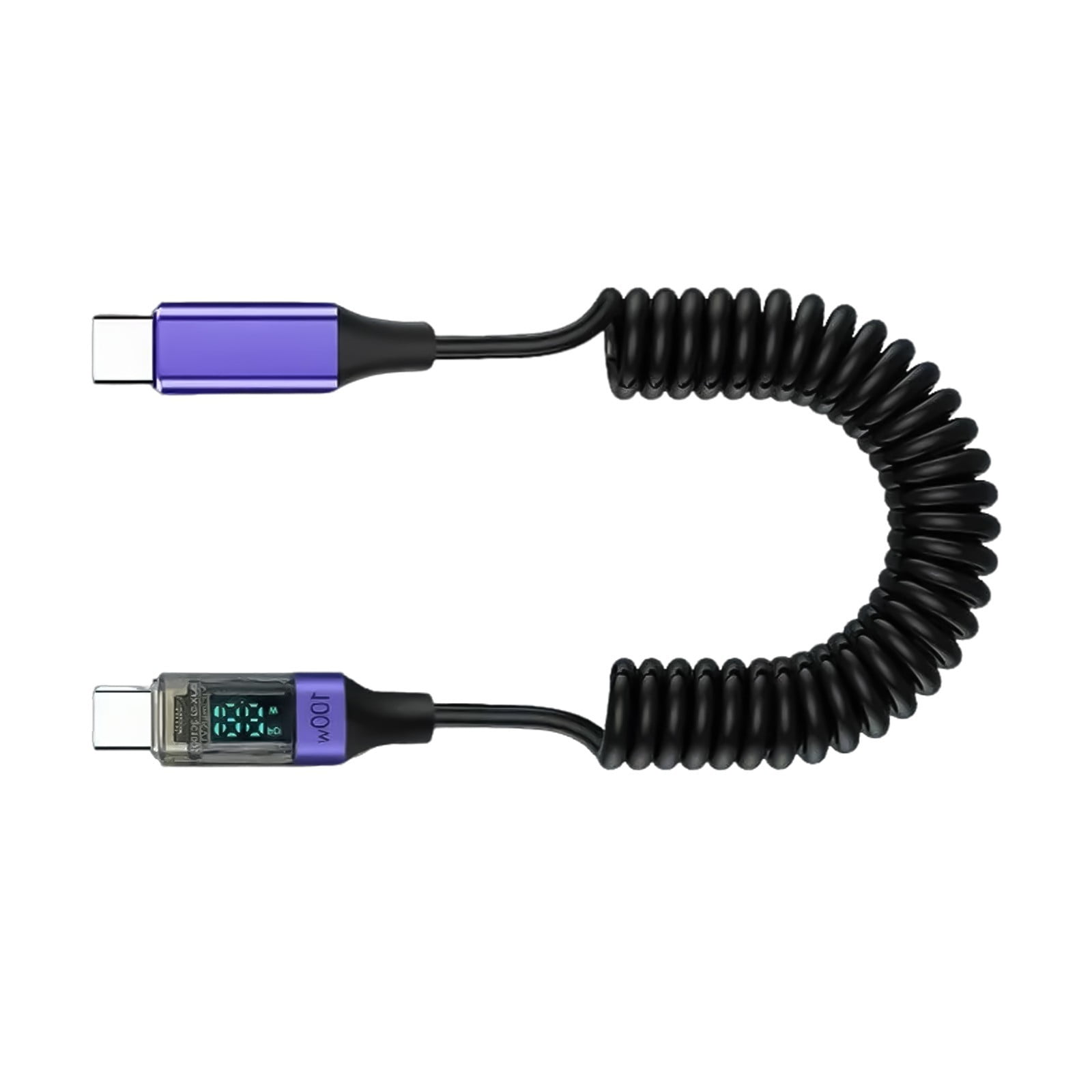 USB C PD100W Fast Charging Data Cable, Stretchable Spring Cord for ...