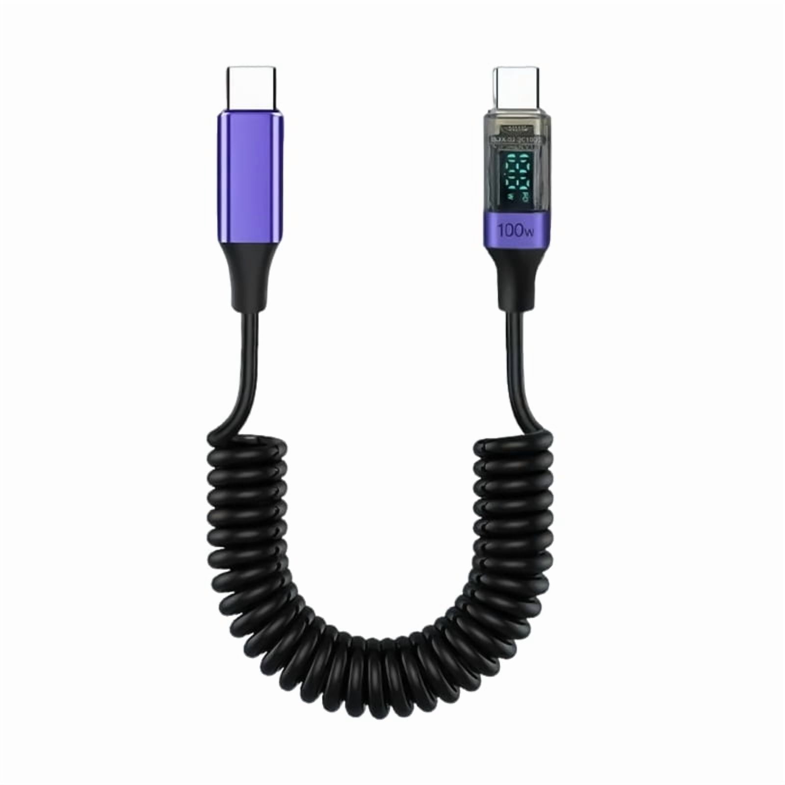 USB C PD100W Fast Charging Intelligent Display Data Cable, Stretchable ...
