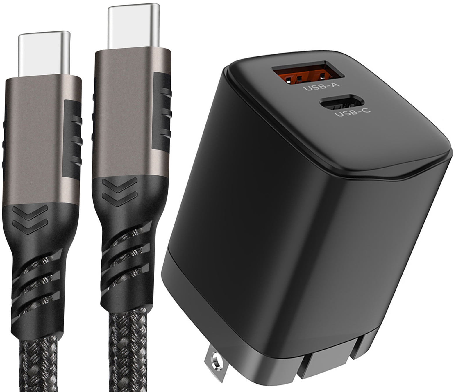 USB-C Phone Charger Combo, Nakedcellphone 20W Dual Port Wall Charger ...