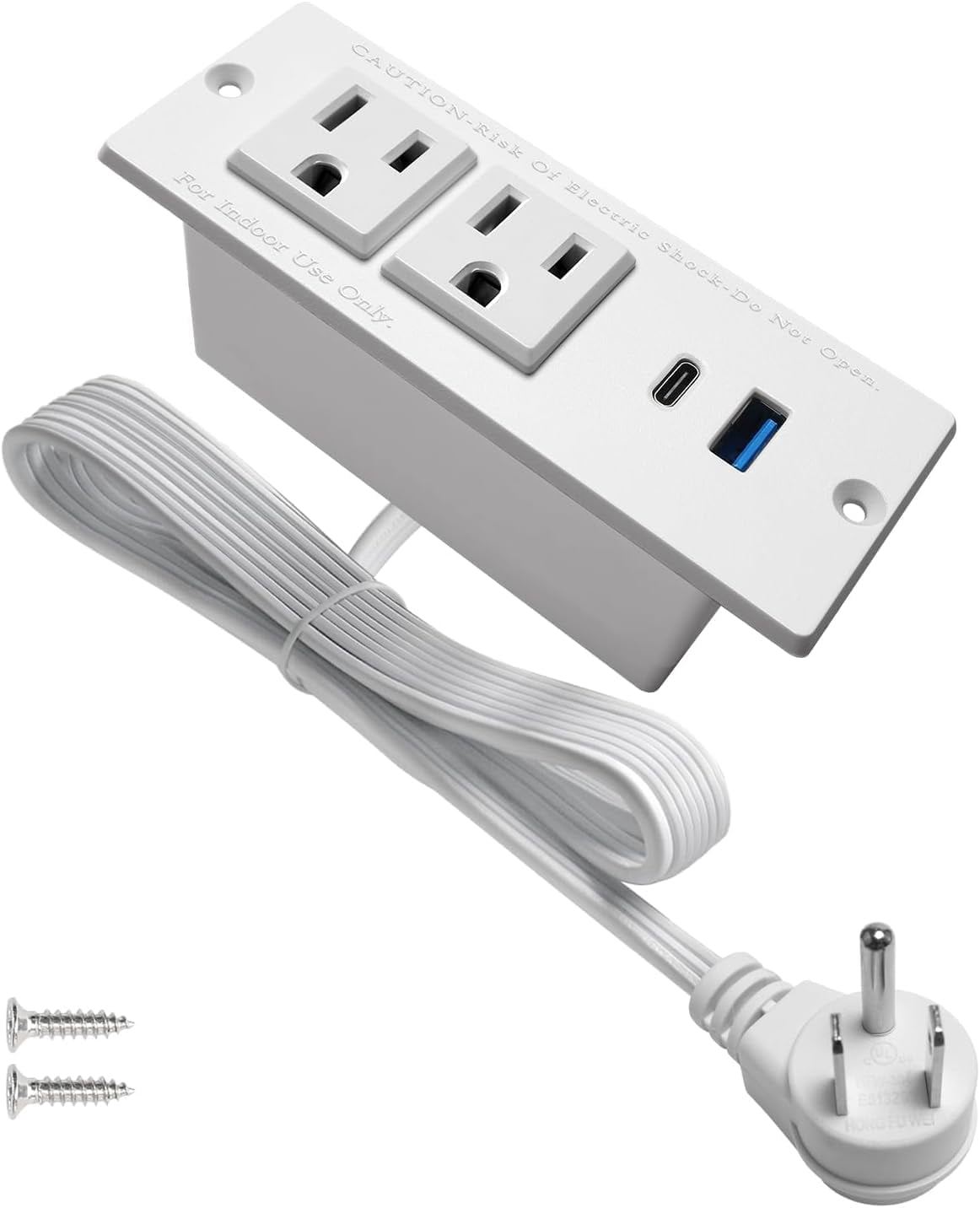 USB C Recessed Power Strip Fast Charge Desktop Power Station 2 Outlets ...