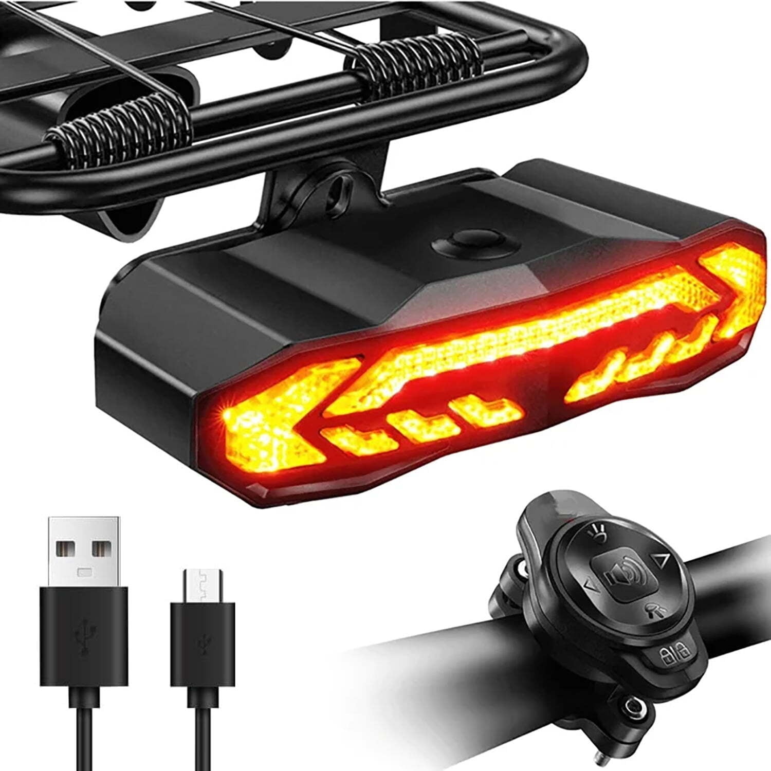 USB-C Rechargeable Bike Tail Light with Turn Signals, Brake Light ...