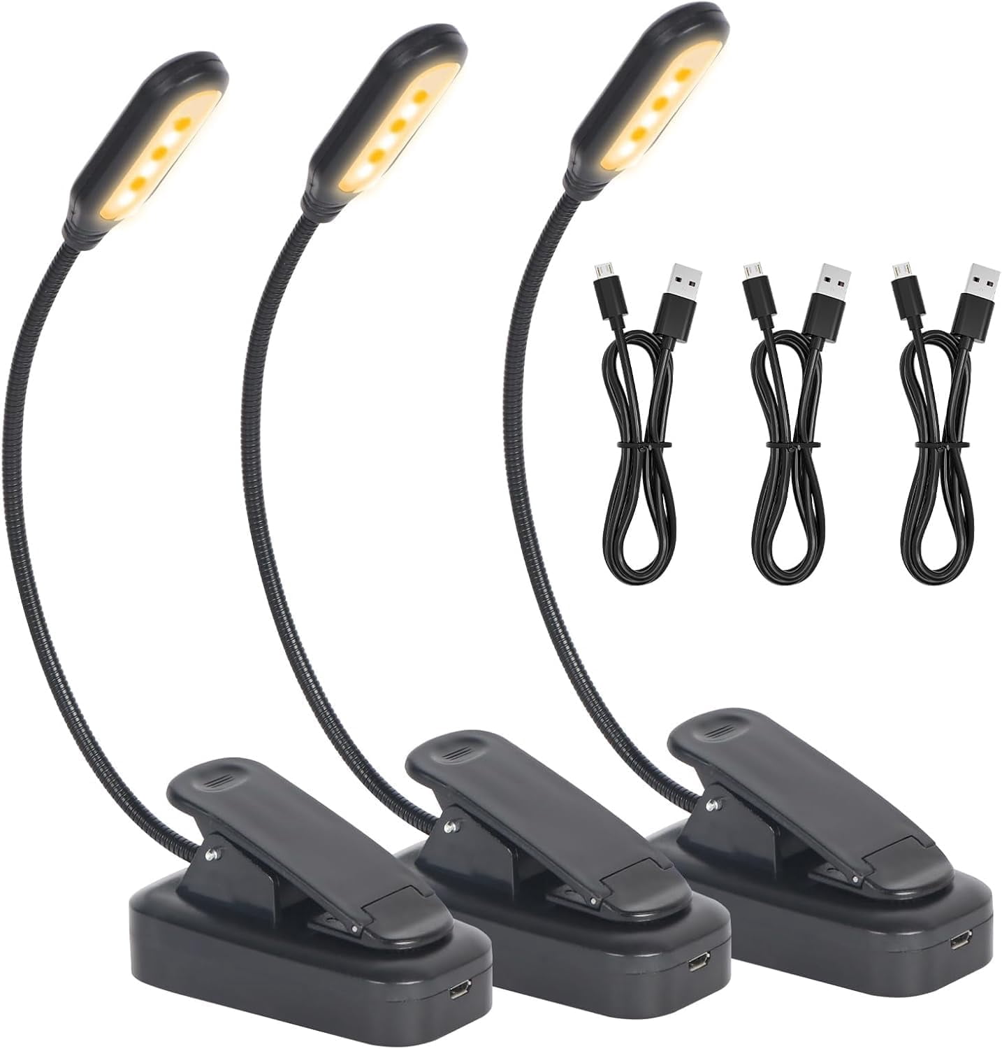 USB-C Rechargeable Book Light for Reading in Bed 3 Pack, LED Book ...