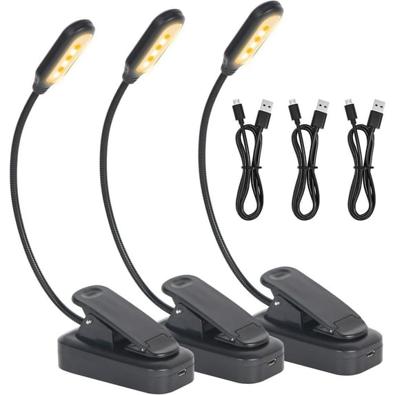 USB-C Rechargeable Book Light for Reading in Bed 3 Pack, LED Book ...