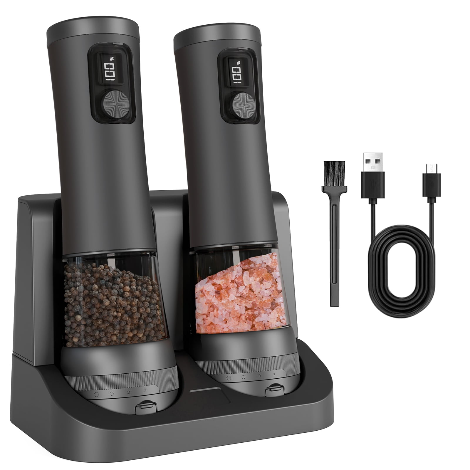 USB C Rechargeable Electric Salt Pepper Grinders With 100ml Large ...